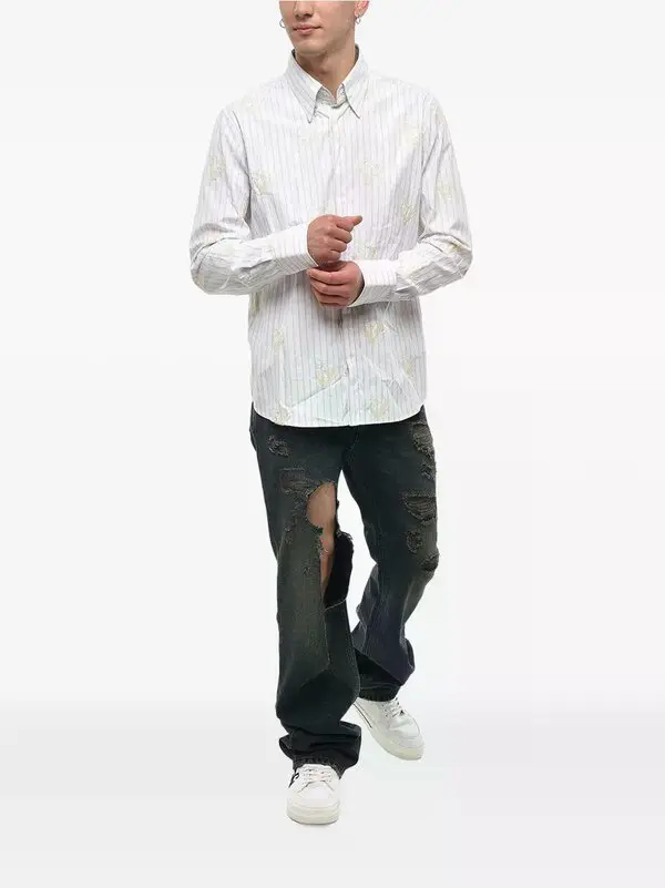 Off-White Sequin-embroidered Striped Shirt