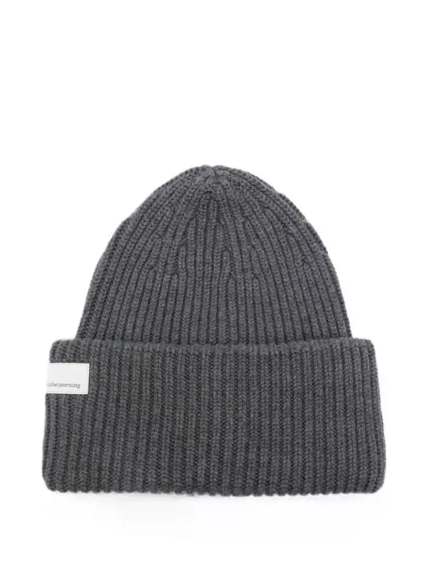 NINE:INTHE:MORNING Ribbed Knit Beanie Hat - Grey