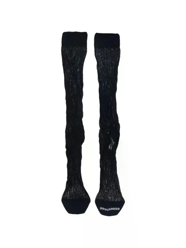 Dsquared2 Ribbed Knit Thigh High Socks - Blue