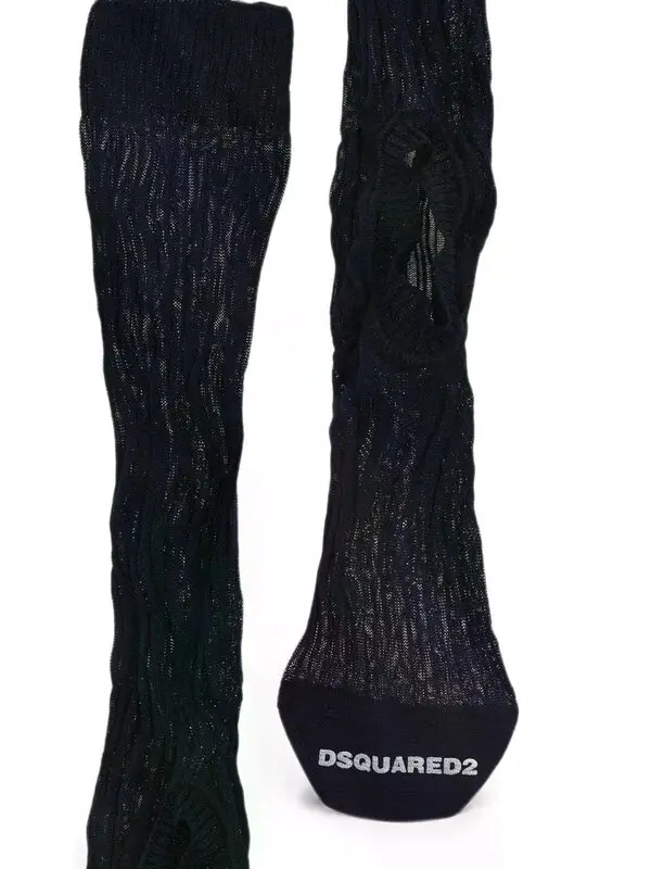 Dsquared2 Ribbed Knit Thigh High Socks