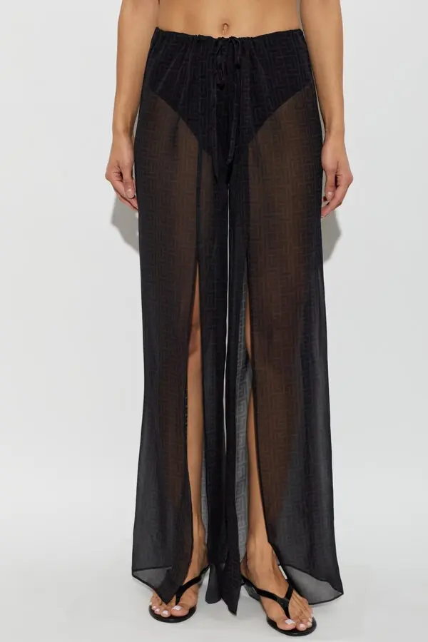 Balmain Silk Beach Trousers With Monogram