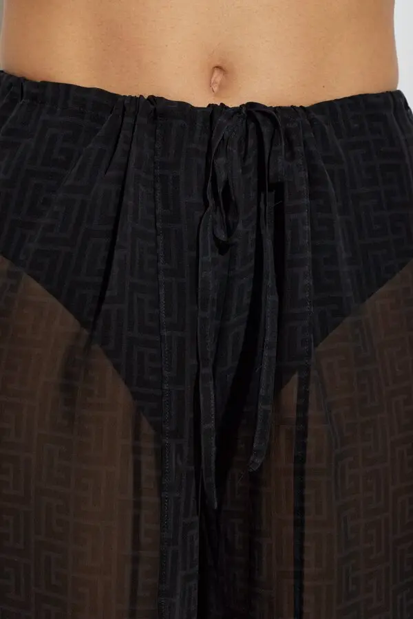Balmain Silk Beach Trousers With Monogram