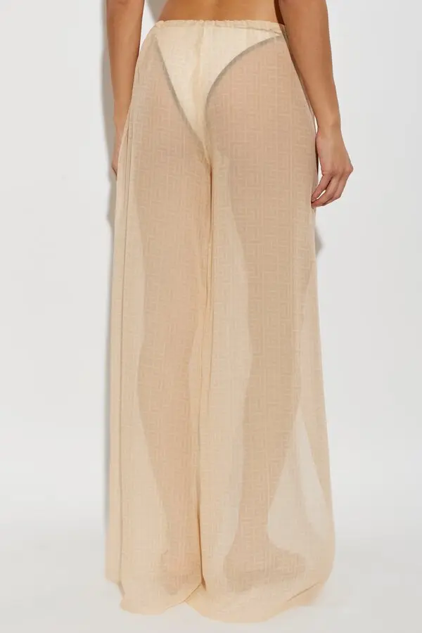Balmain Silk Beach Trousers With Monogram