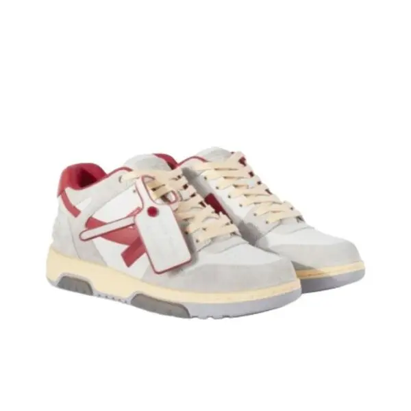 Off-White Out Of Office Leather Sneakers - Grey/white/red