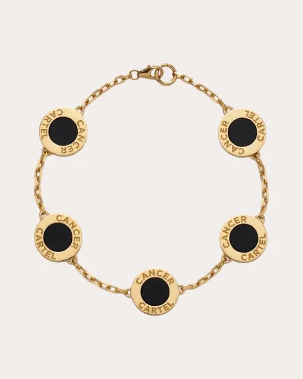 INCREDIBLE RISING Black Onyx & 14k Cancer Cartel Charm Bracelet - Gold