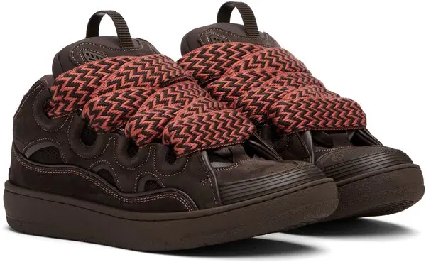 LANVIN Curb Leather Sneakers - Dark Brown