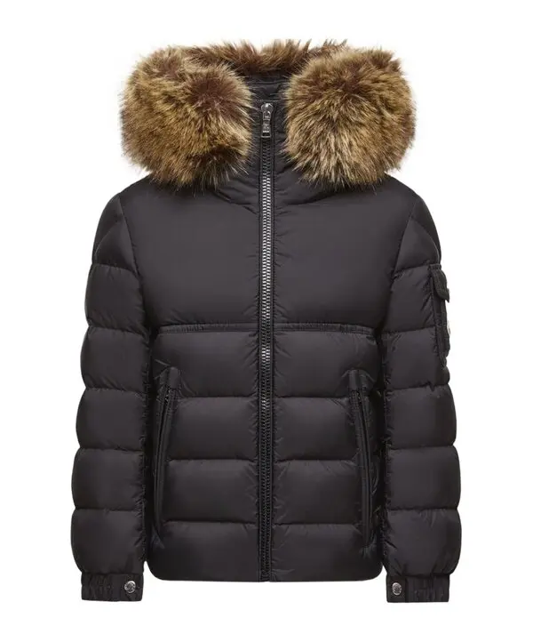 Moncler Down Jacket With Faux Fur Hood Trim