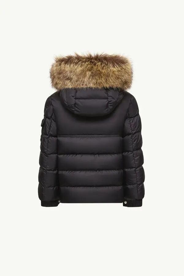 Moncler Down Jacket With Faux Fur Hood Trim