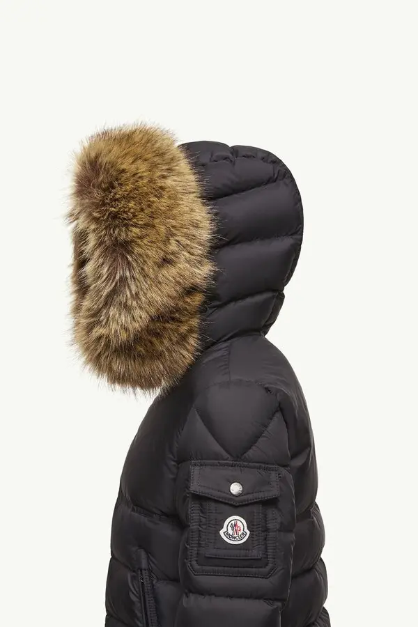 Moncler Down Jacket With Faux Fur Hood Trim