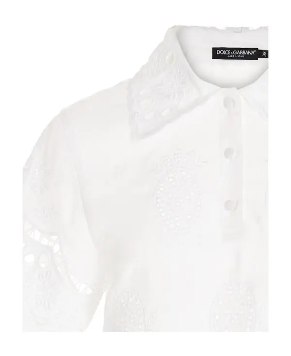 Dolce & Gabbana Embroidered Cropped Cotton Blouse