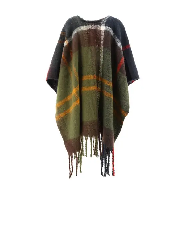 Barbour Checked V-neck Cape