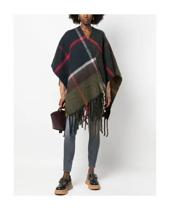 Barbour Checked V-neck Cape