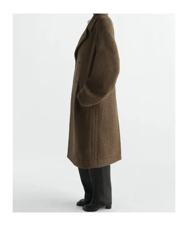 LEMAIRE Double-breasted Coat In Felted Wool And Alpaca Blend