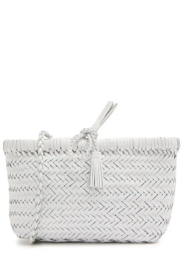 Dragon Diffusion Minsu Woven Leather Cross-body Bag - White
