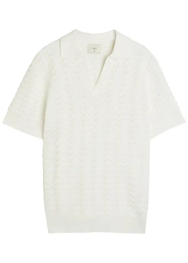 CHE Ripple Textured Fine-knit Polo Shirt