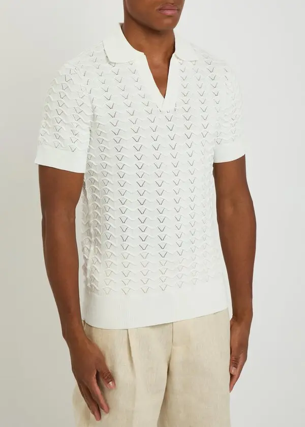 CHE Ripple Textured Fine-knit Polo Shirt