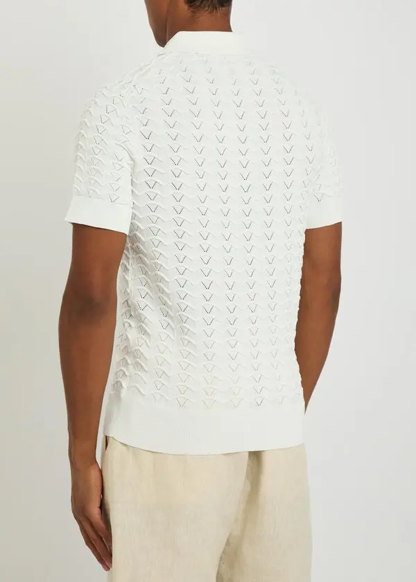 CHE Ripple Textured Fine-knit Polo Shirt
