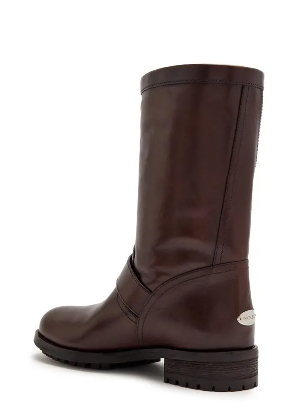 JIMMY CHOO Biker Leather Mid-calf Boots