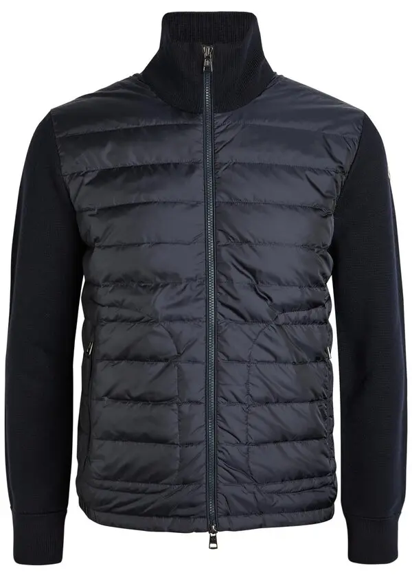 Moncler Quilted Knit And Nylon Jacket