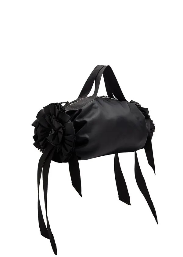 Simone Rocha Double Ribbon Rosette Nylon Top Handle Bag