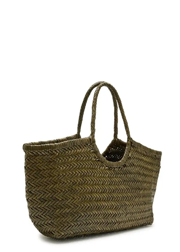 Dragon Diffusion Nantucket Big Woven Leather Tote Bag - Khaki