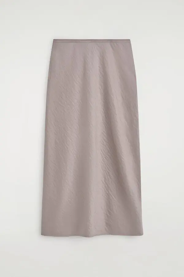 Cos Crinkled-satin Midi Skirt - Gray
