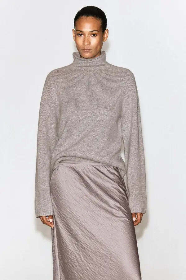 Cos Crinkled Satin Midi Skirt