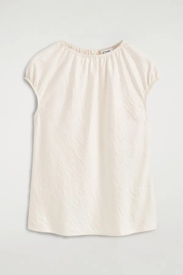 Cos Gathered Crinkled-satin Top - White