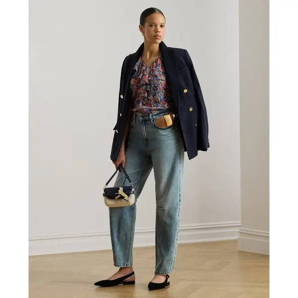 Ralph Lauren Floral Ruffle-trim Georgette Blouse