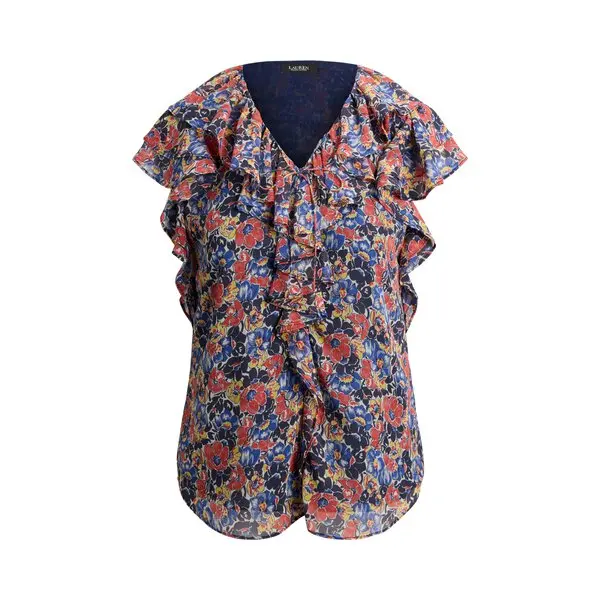 Ralph Lauren Floral Ruffle-trim Georgette Blouse