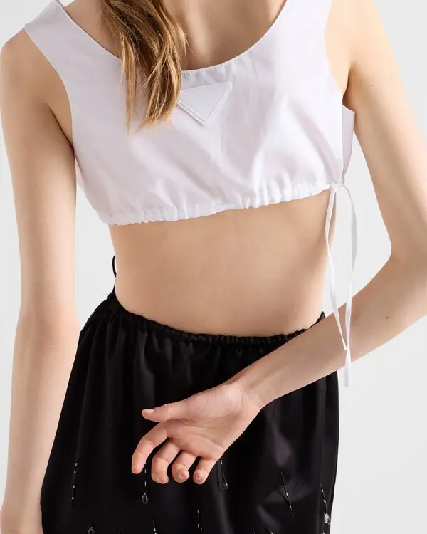 Prada Poplin Top With Drawstring Hem