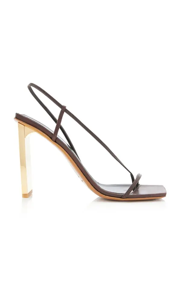 ARIELLE BARON Narcissus Leather Sandals With Gold Tone Heel