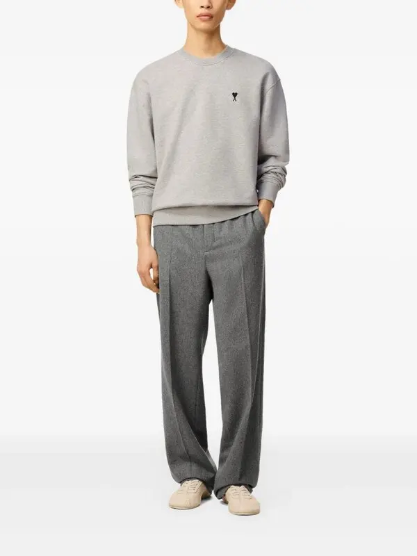 AMI Paris De Coeur Cotton Sweatshirt - Grey