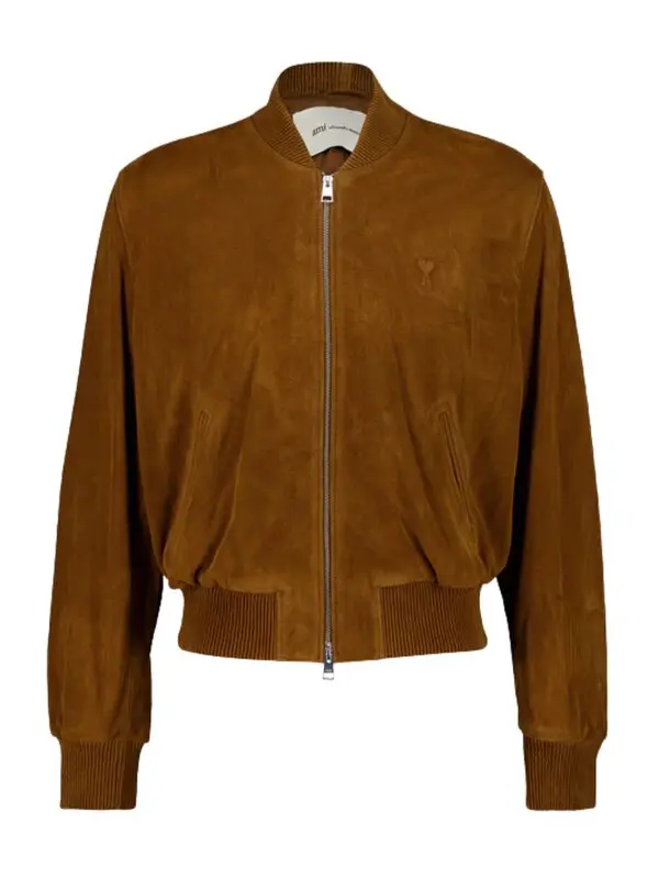 AMI Paris Suede Leather Zipped Jacket