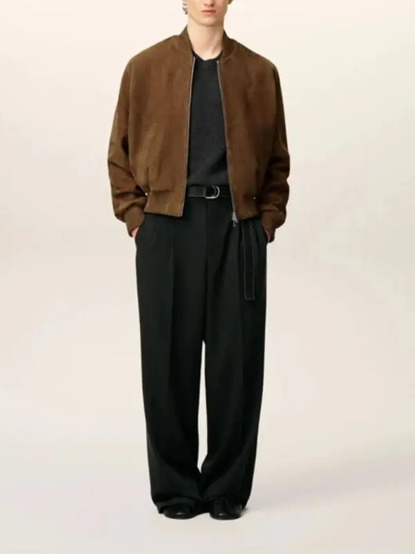 AMI Paris Suede Leather Zipped Jacket