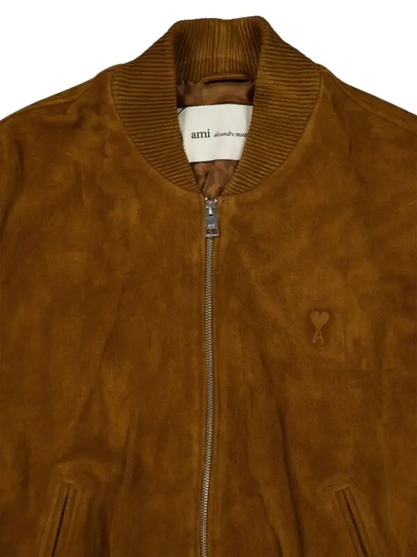 AMI Paris Suede Leather Zipped Jacket