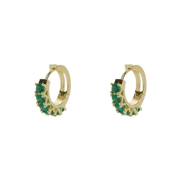 Argento Vivo Green Cz Huggie Hoop Earrings - Gold