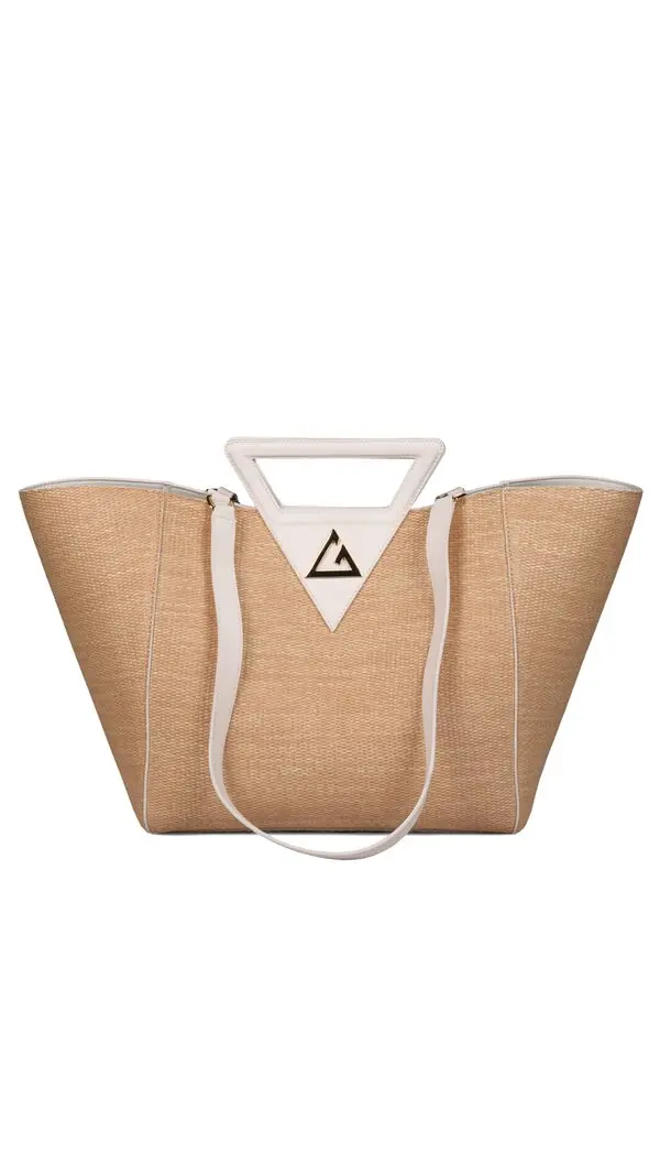 LE TRAP Atenas Straw Tote Bag With Leather Trim