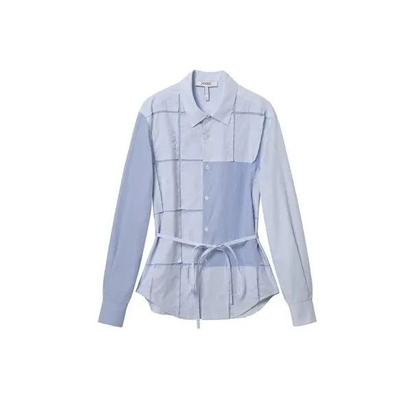 JAKKE Patchwork Cotton Poplin Tie Shirt