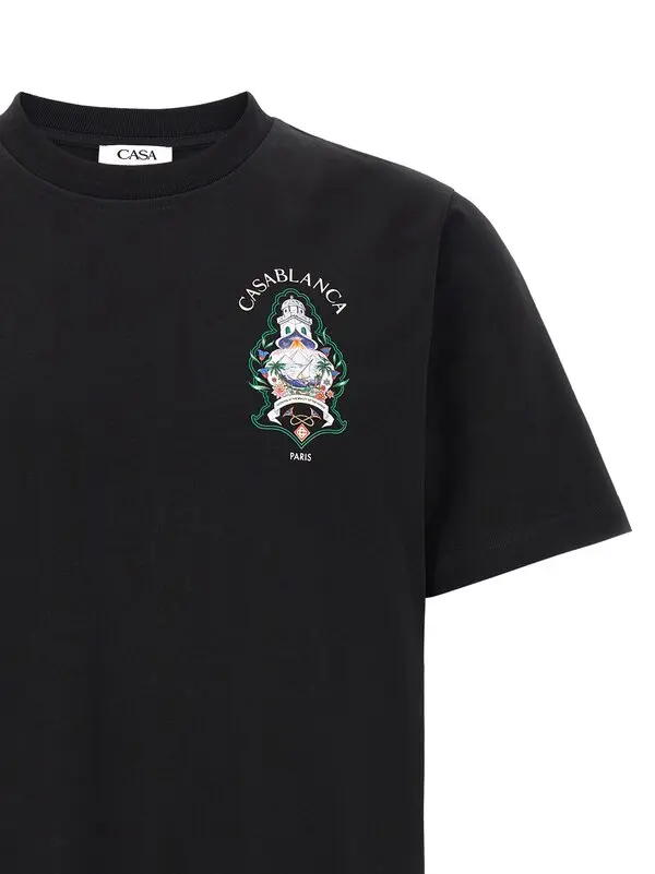 Casablanca T-shirt With 'hotel Emblem' Print - Black