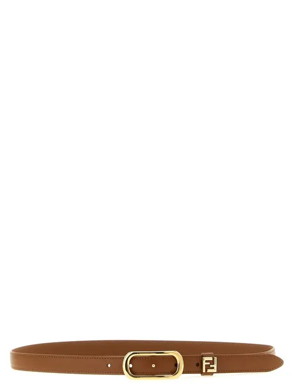 Fendi Smooth Calf Leather Belt With Ff Logo Buckle - Brown