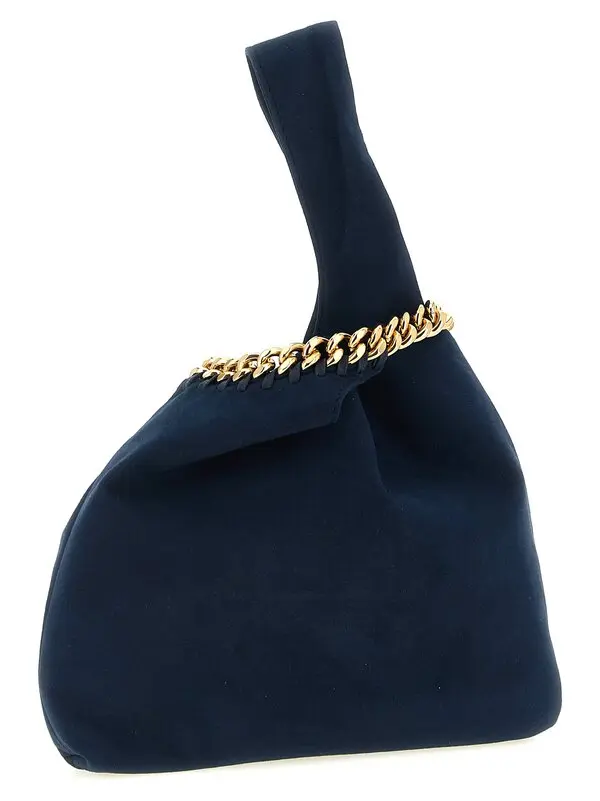 Stella McCartney Alter Suede Falabella Wrist Bag With Gold Tone Chain - Blue