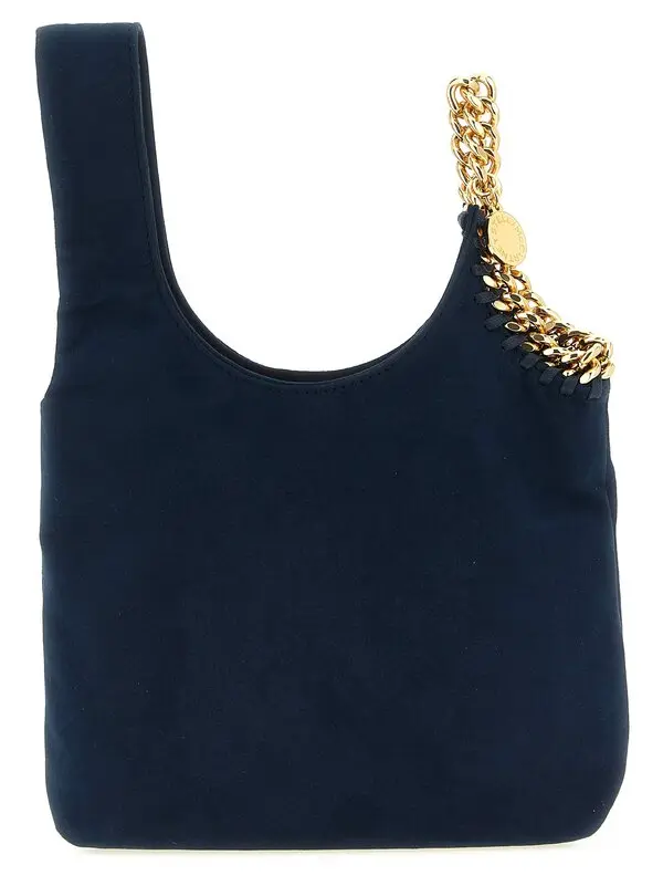 Stella McCartney Alter Suede Falabella Wrist Bag With Gold Tone Chain - Blue