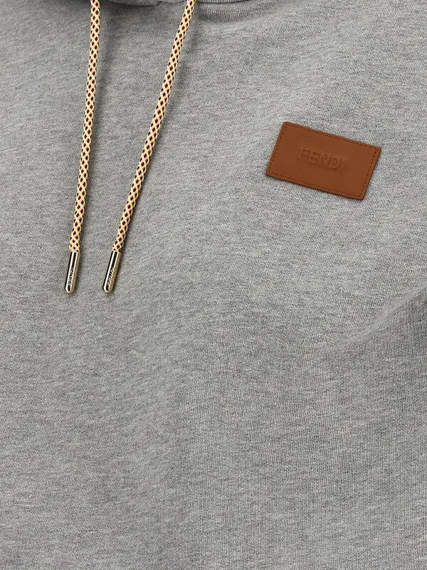 Fendi Essentia Sleeveless Cropped Hoodie Sweatshirt Top - Gray