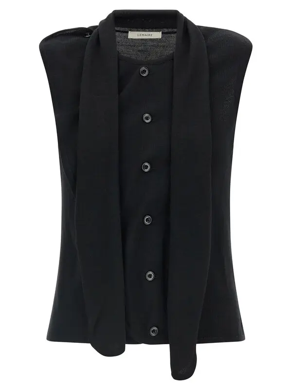 LEMAIRE Draped Panel Vest - Black