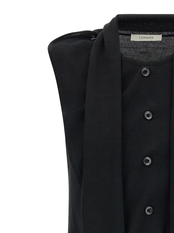 LEMAIRE Draped Panel Vest - Black