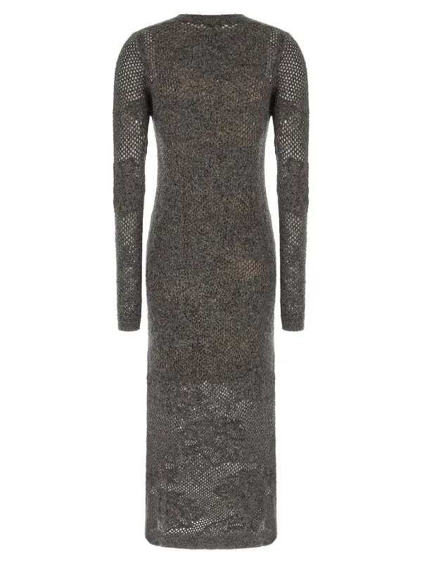 Brunello Cucinelli Long Sleeve Mesh Lace Dress
