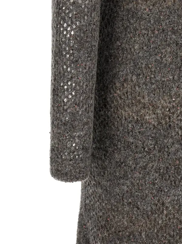 Brunello Cucinelli Long Sleeve Mesh Lace Dress