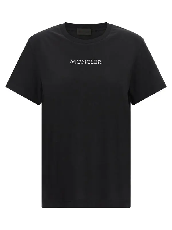 Moncler Logo Embroidery Cotton T-shirt - Black