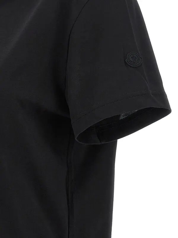 Moncler Logo Embroidery Cotton T-shirt - Black